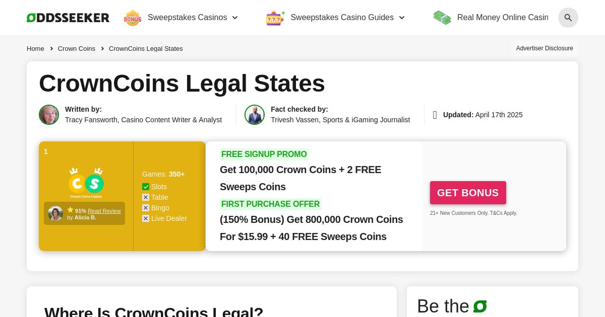 CrownCoins Legal States - Where Can You Play CrownCoins?