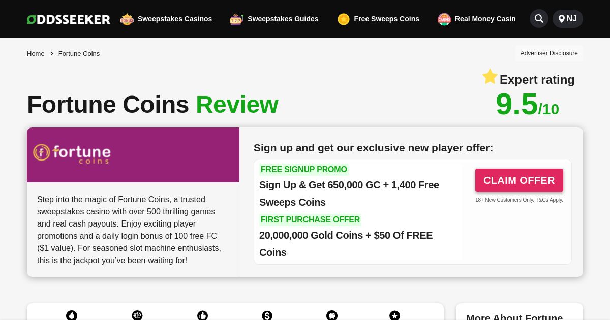 Fortune Coins Casino - Free SC Codes & Review