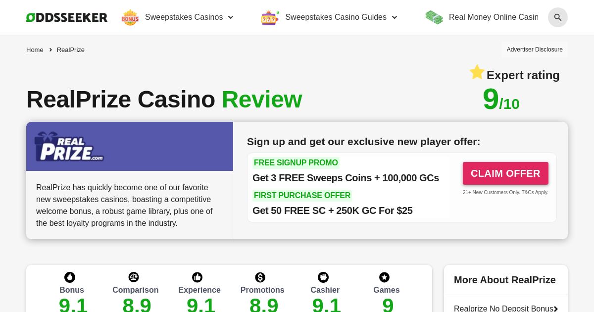 RealPrize Casino Review 2025 | Is it Legit?