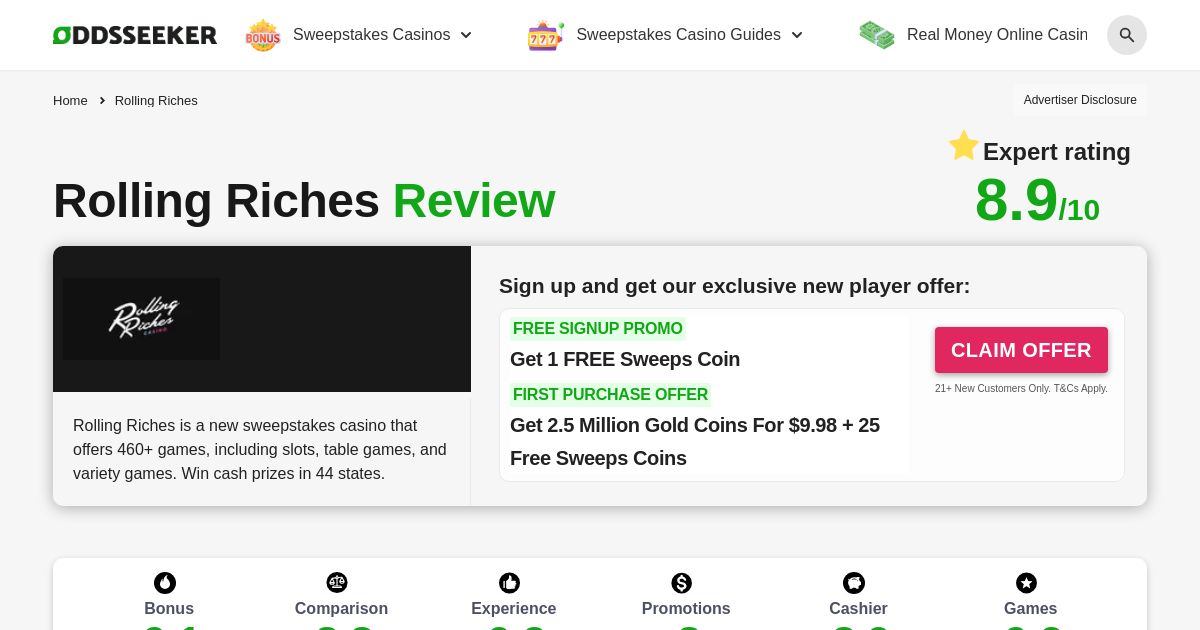 Rolling Riches Casino Review {2025} - Is It Legit & Safe?
