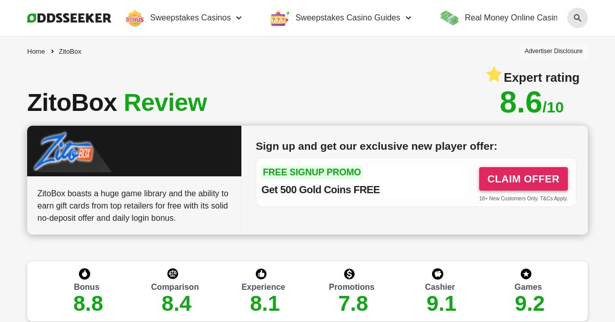 ZitoBox Casino - Get $10 FREE Coins